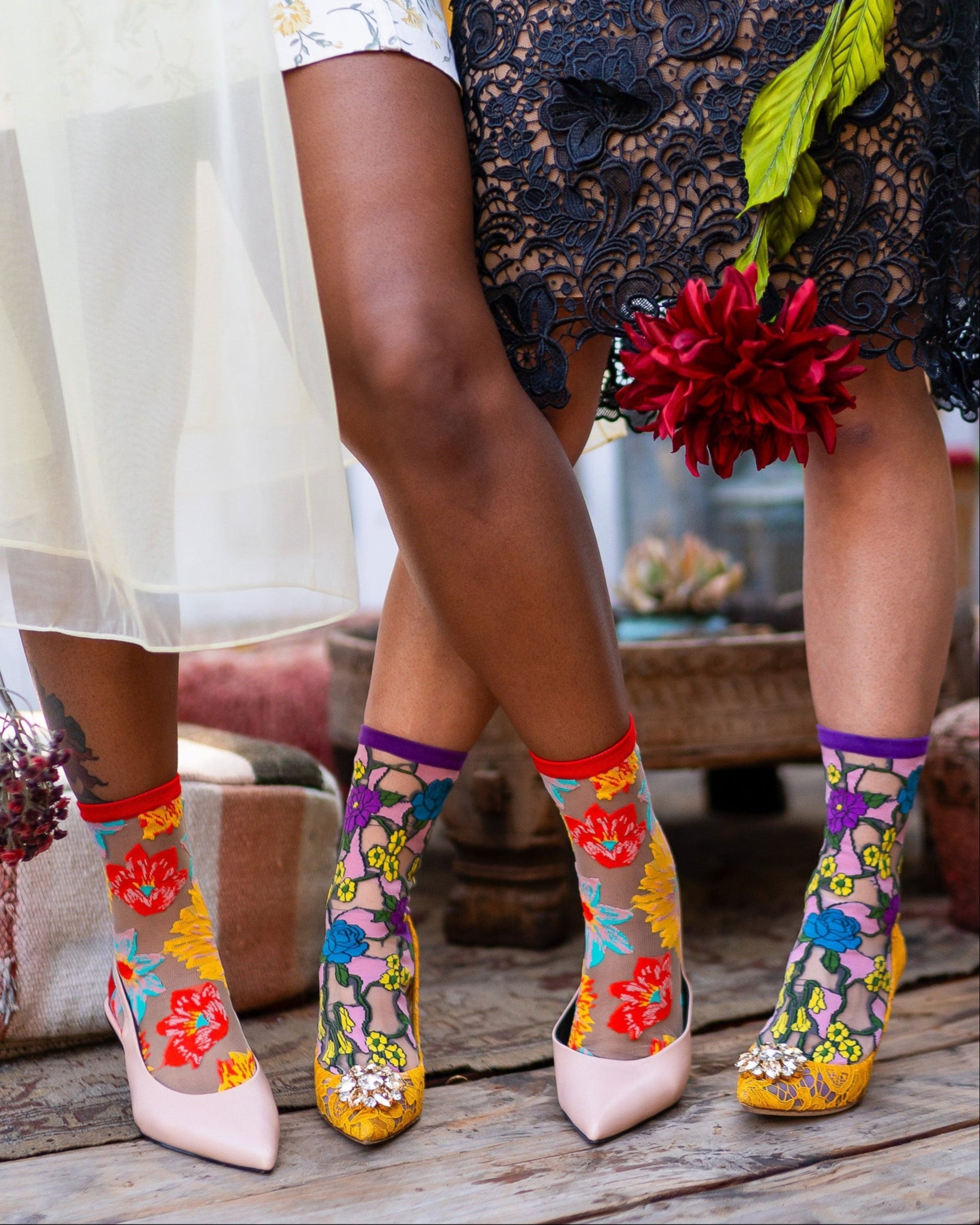 Garden Party Sheer Floral Socks Bundle - Floral Fashion Socks – Sock Candy