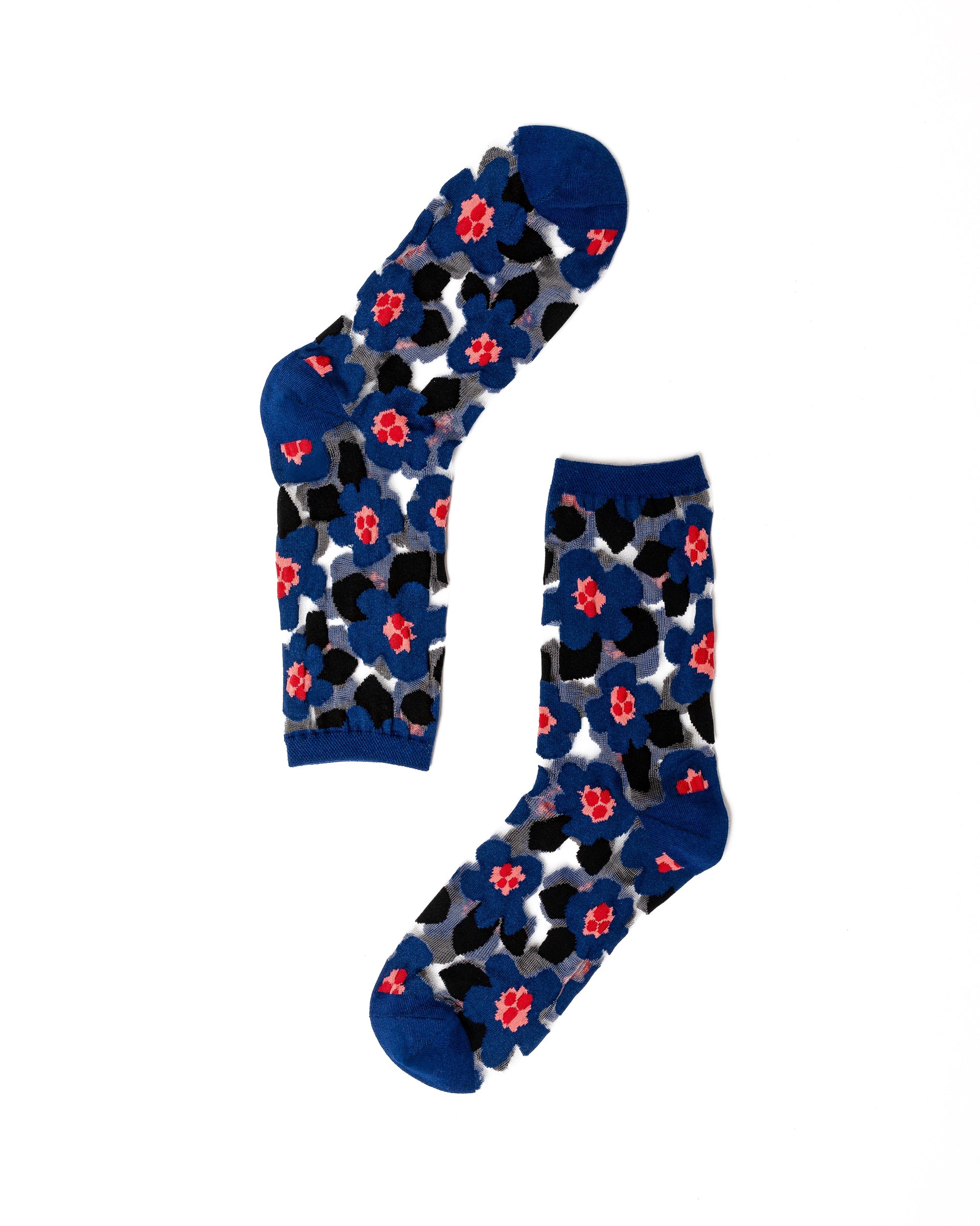Blue Floral Sheer Sock - Sock Candy