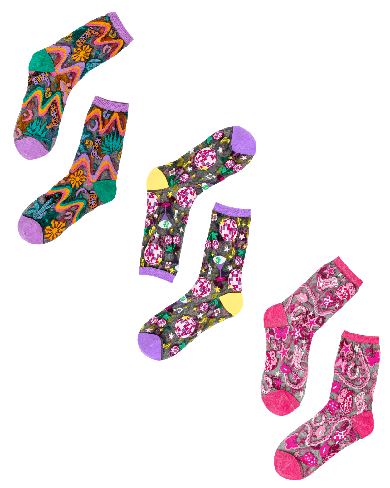 Disco Party Black Sheer Socks Bundle - Music Festival Socks – Sock Candy