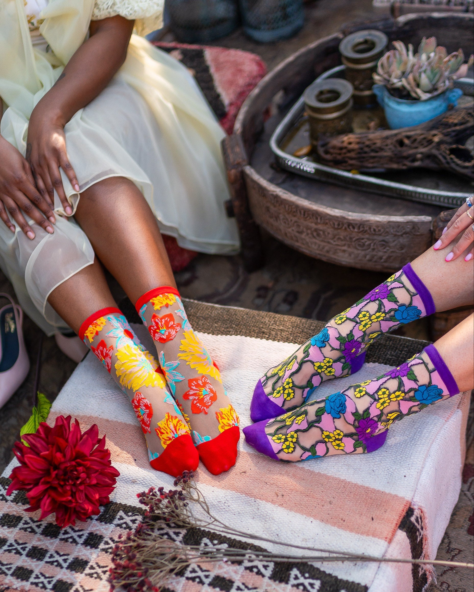 Garden Party Sheer Floral Socks Bundle - Floral Fashion Socks – Sock Candy