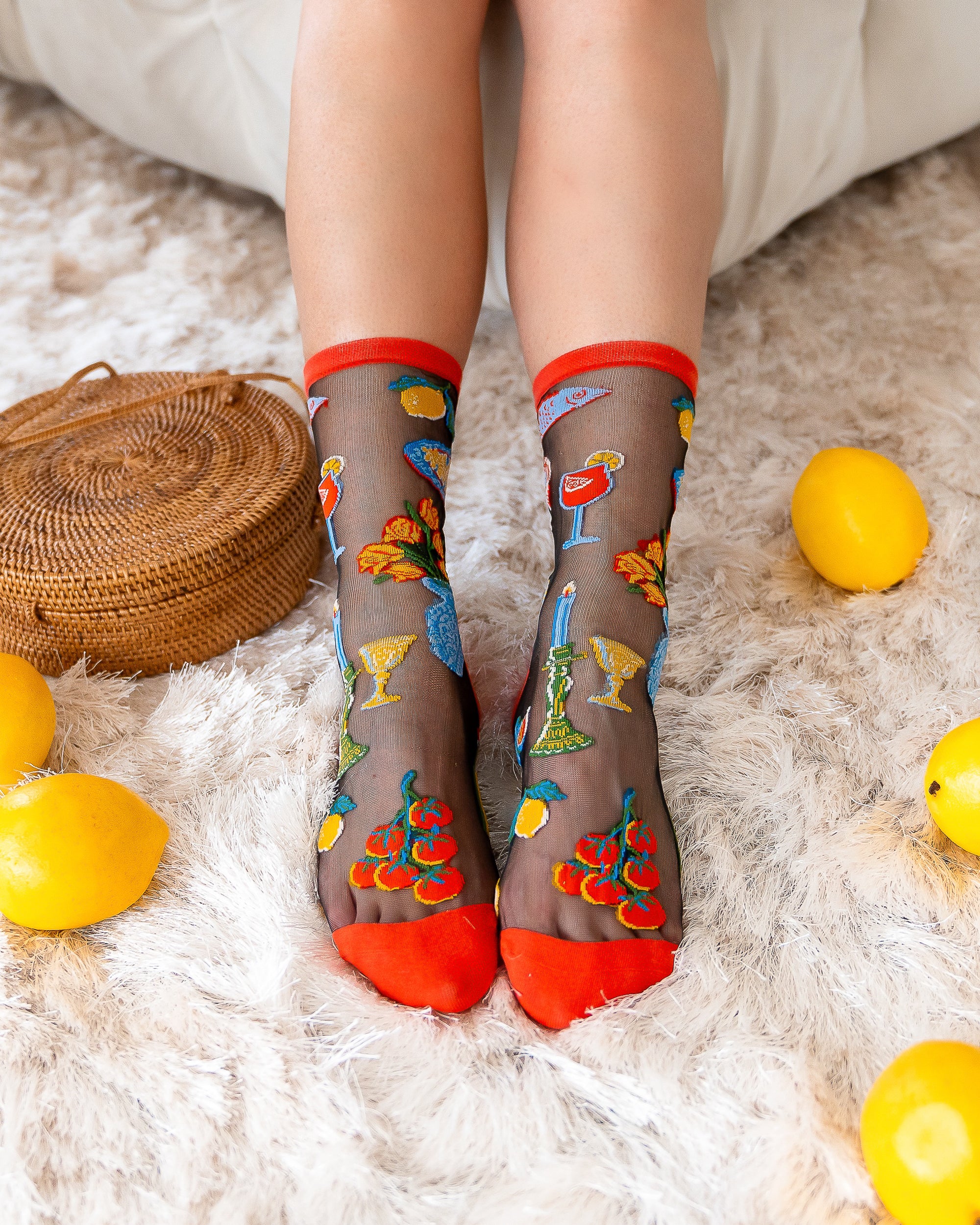 La Dolce Vita Black Sheer Sock - Italian Dinner Summer Sock – Sock Candy