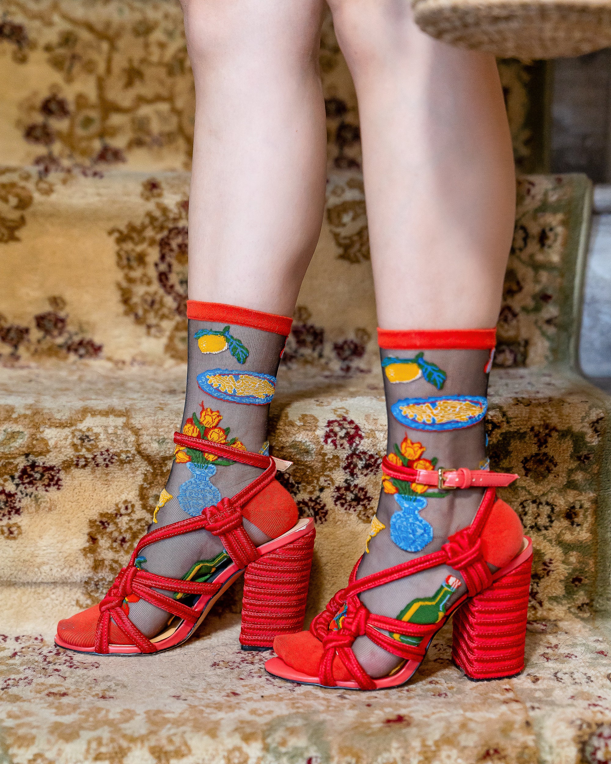 La Dolce Vita Black Sheer Sock - Italian Dinner Summer Sock – Sock Candy